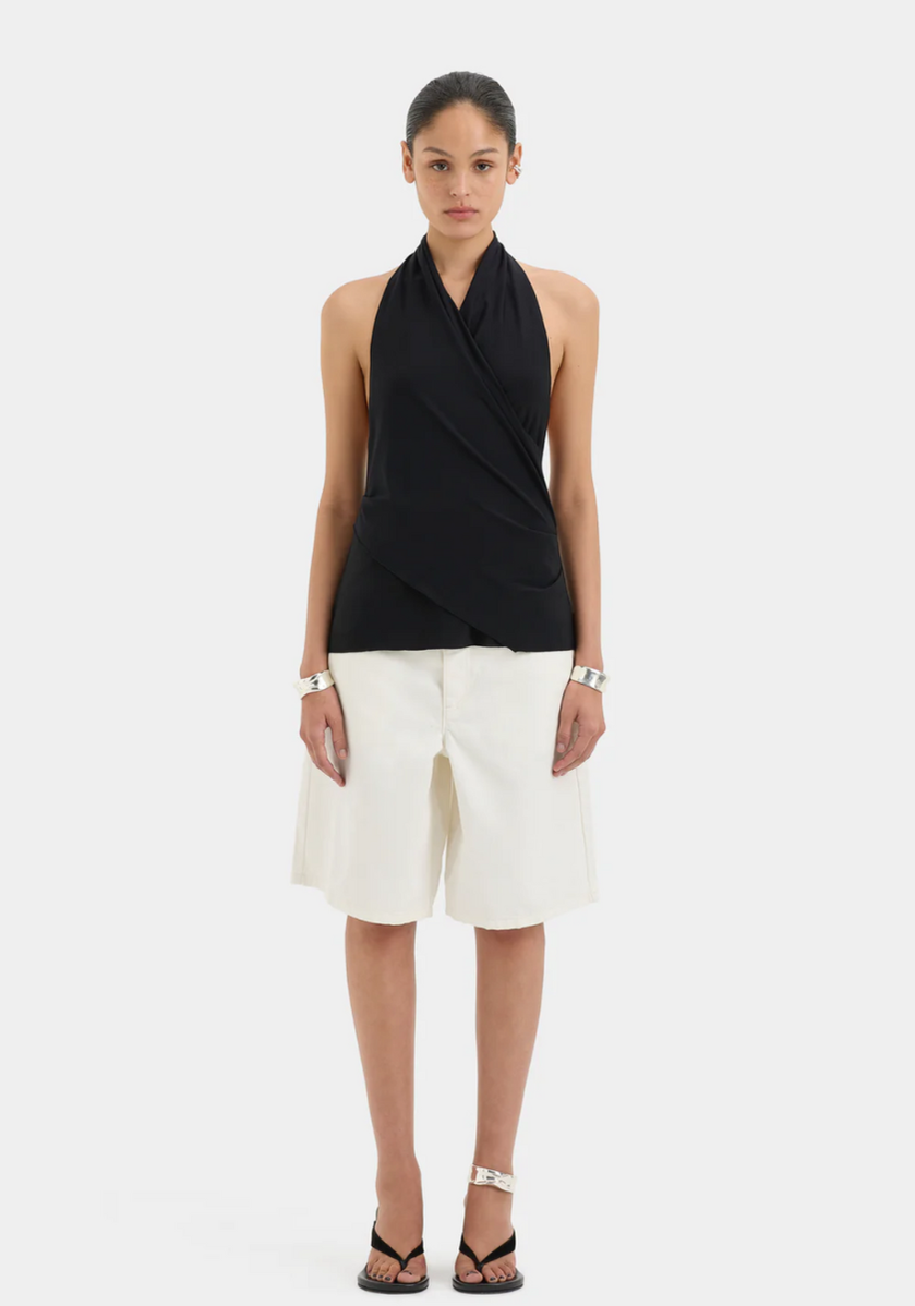 Matheo Draped Halter Top - Black– Alterior Motif
