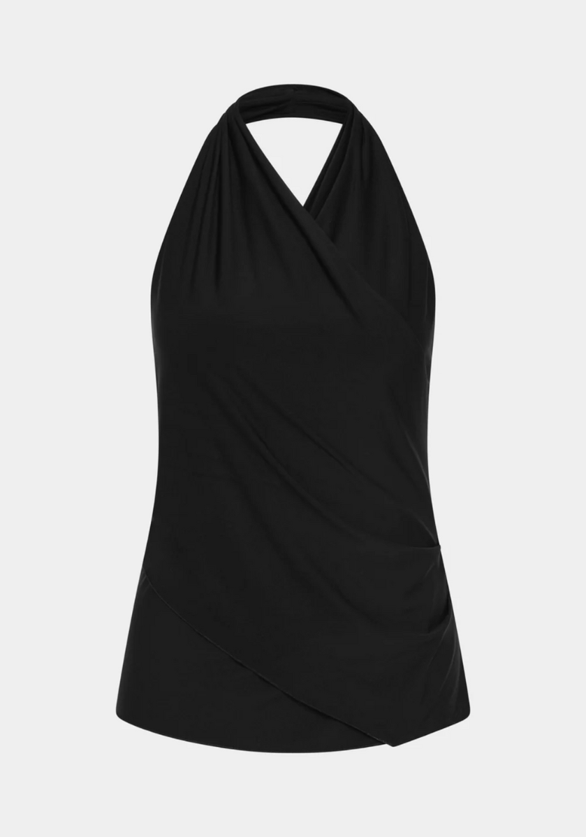 Matheo Draped Halter Top - Black– Alterior Motif