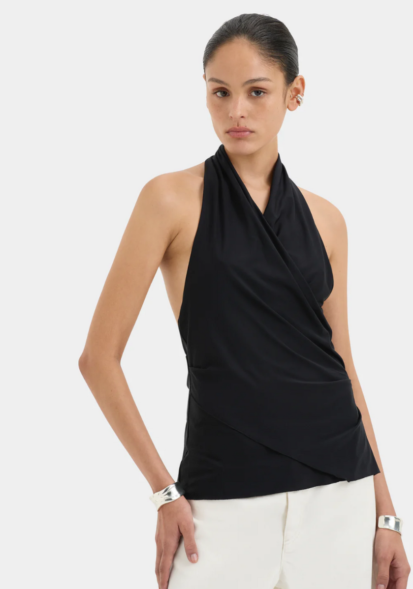 Matheo Draped Halter Top - Black– Alterior Motif