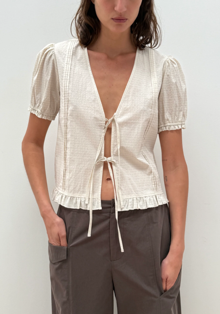 Pintuck Top - Bone Check– Alterior Motif